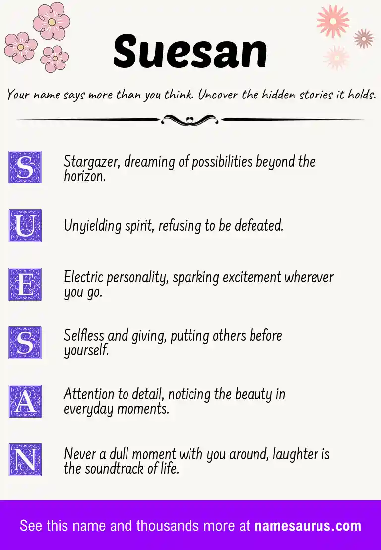Unveiling Suesan: Meaning, Origin, Nicknames, Popularity & More